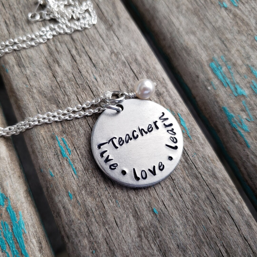 Teacher Necklace- "teacher Live. Love. Learn" With an Accent Bead of ...