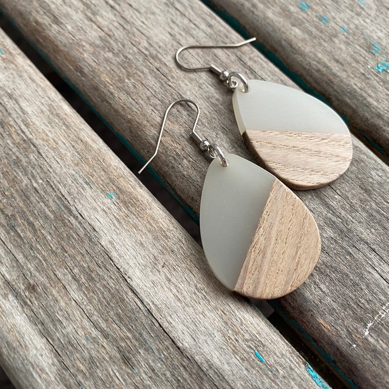 Wood Resin Earrings - Etsy