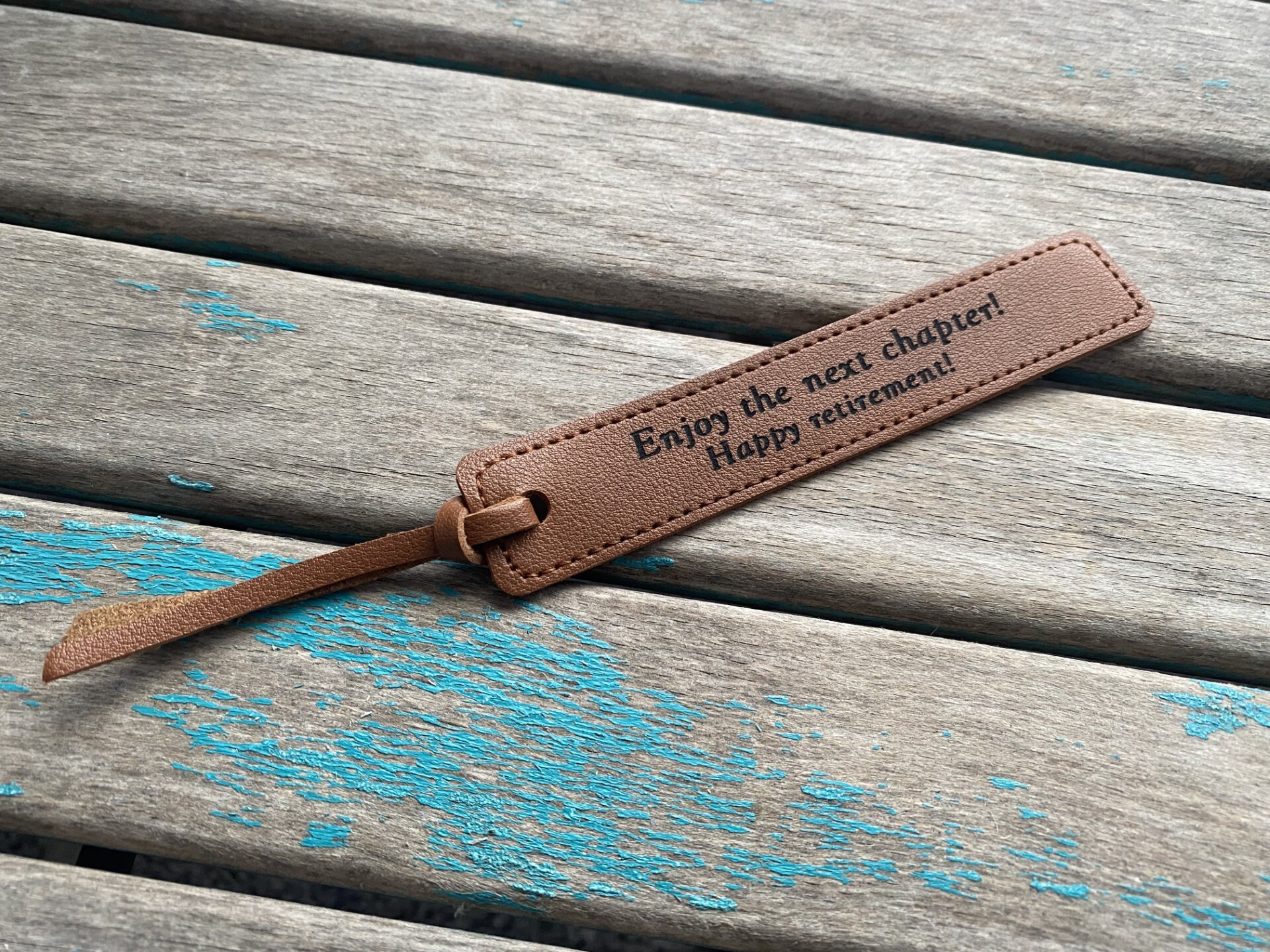 Leather Bookmark - "enjoy the Next Chapter! Happy Retirement!" - Etsy