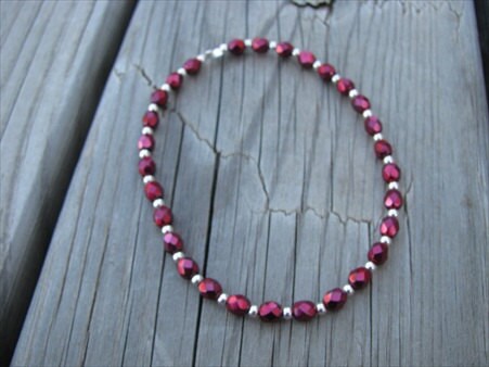 Metallic Red and Silver Beaded Ankle Bracelet | Etsy