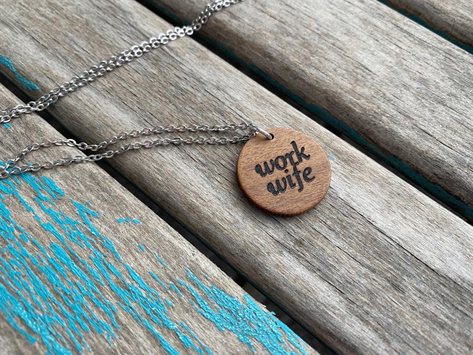 Work Wife Inspiration Necklace- "work Wife" -wood Necklace - Etsy