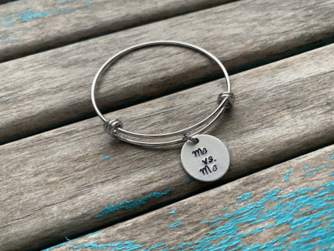 Quote Bracelet- "me Vs. Me" Pendant on a Stainless Steel Adjustable ...