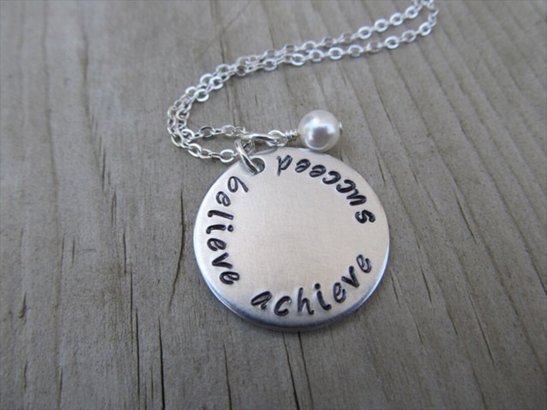 Graduation Necklace- "believe Achieve Succeed" With an Accent Bead of ...