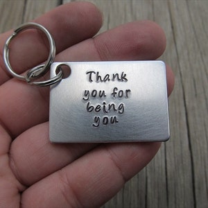 Thank You Inspirational Keychain Hand-stamped Keychain thank You for ...