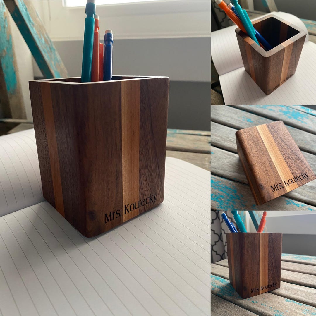 Personalized Wood Pencil Cup- Teacher Gift / New Job Gift / Graduation ...