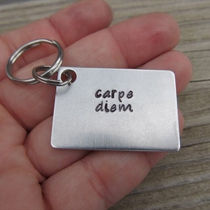 Carpe Diem Inspirational Keychain Hand-stamped Keychain carpe Diem ...