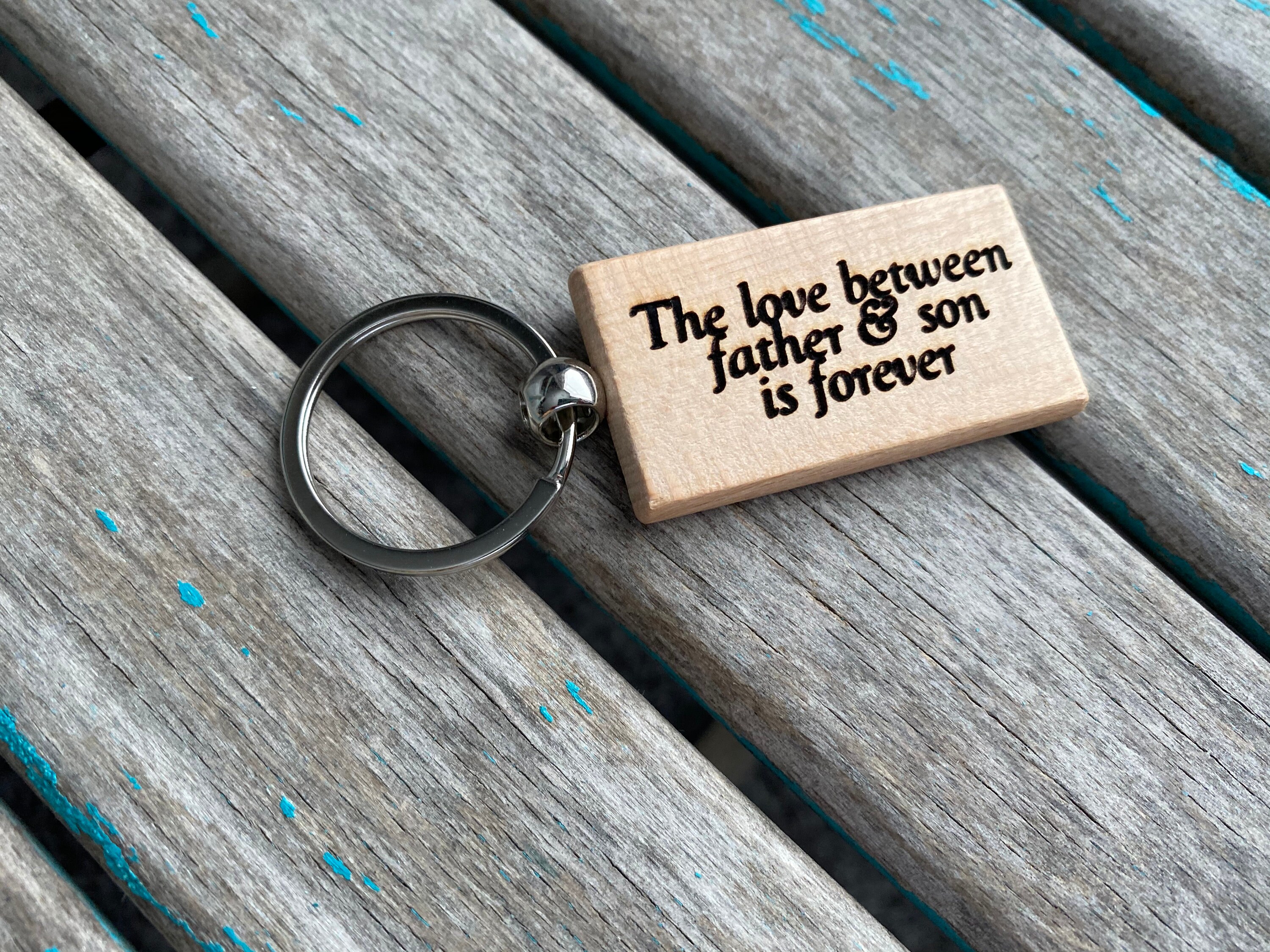 Father and Son Wood Keychain: "the Love Between" Quote - Etsy