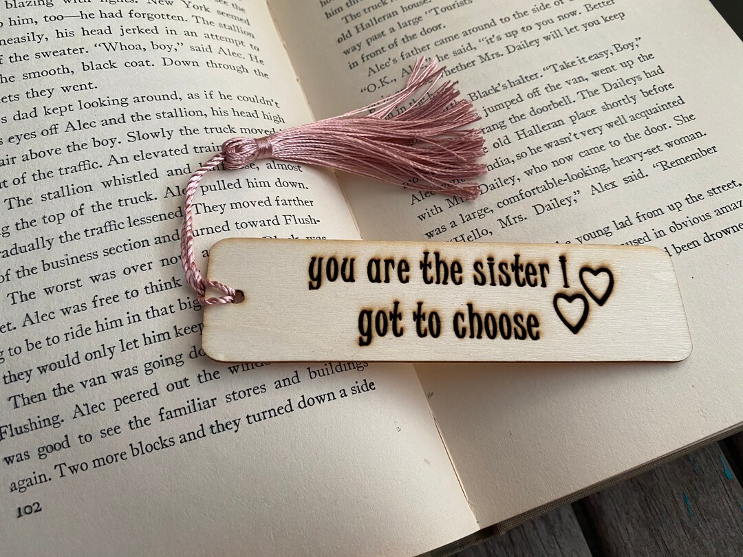 Sister Wood Bookmark: Laser Engraved Quote With Tassel - Etsy