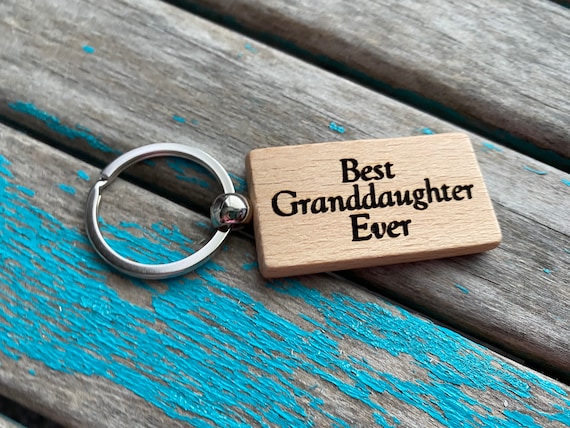 Granddaughter Keychain Best Granddaughter Ever Wood | Etsy