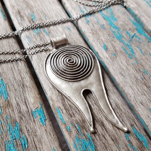 Abstract Silver Statement Necklace: Large Rustic Pendant - Etsy