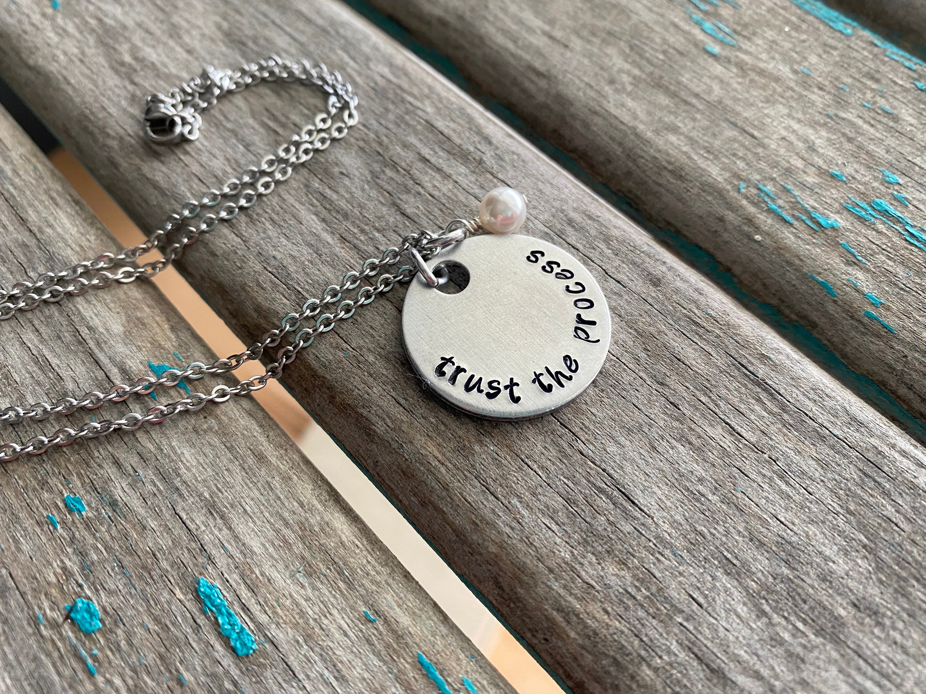 Inspiration Necklace- Hand-stamped Necklace- "trust the Process" With ...