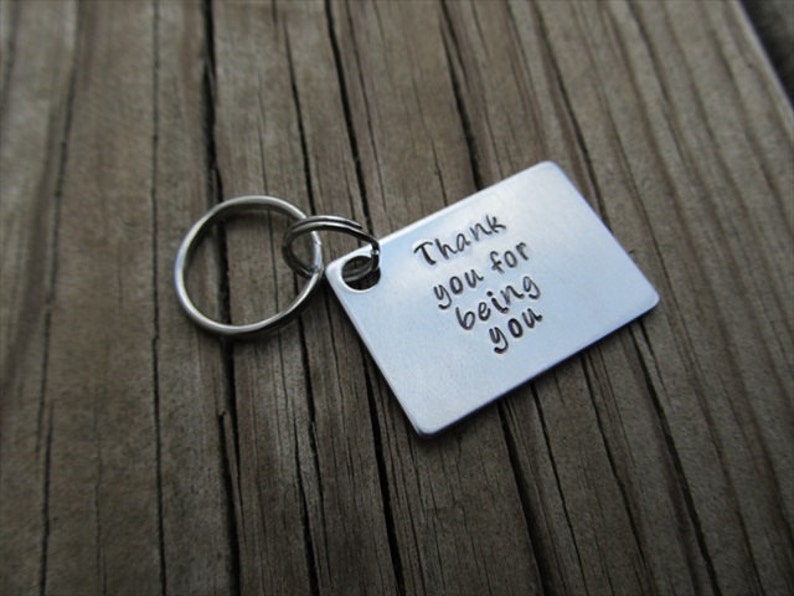 Thank You Inspirational Keychain Hand-Stamped Keychain | Etsy