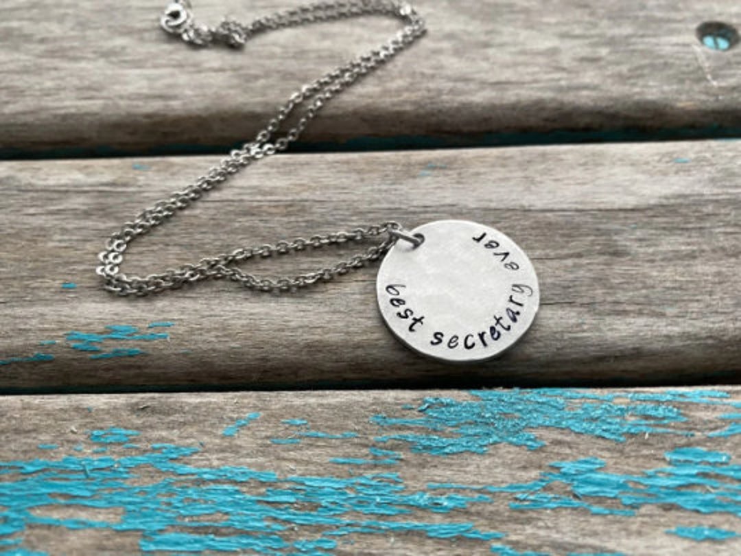 Secretary Necklace- "best Secretary Ever" -textured Pendant on an 18 ...