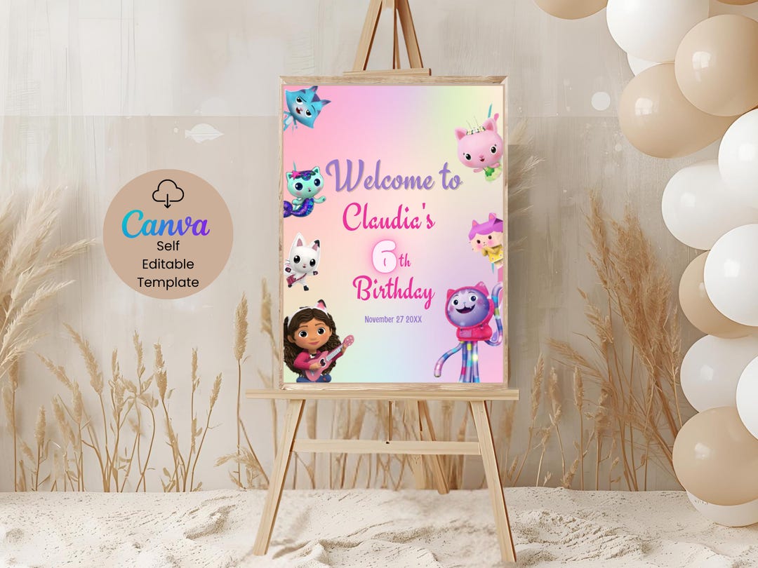 Gabby's Dollhouse Welcome Sign - Printable Birthday Party Decor ...