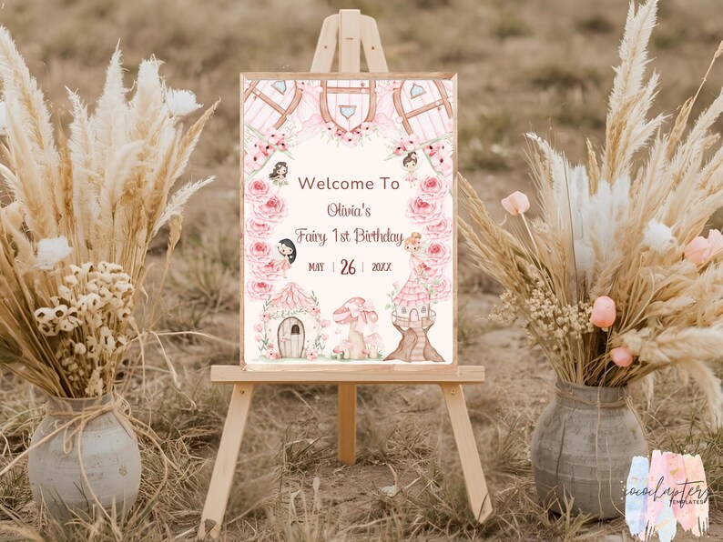 Editable Fairy First Theme Welcome Sign - Printable Birthday Decor ...