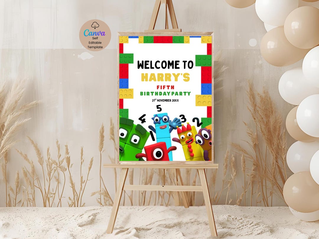 Numberblocks Welcome Sign - Printable Birthday Decor - Digital Download ...