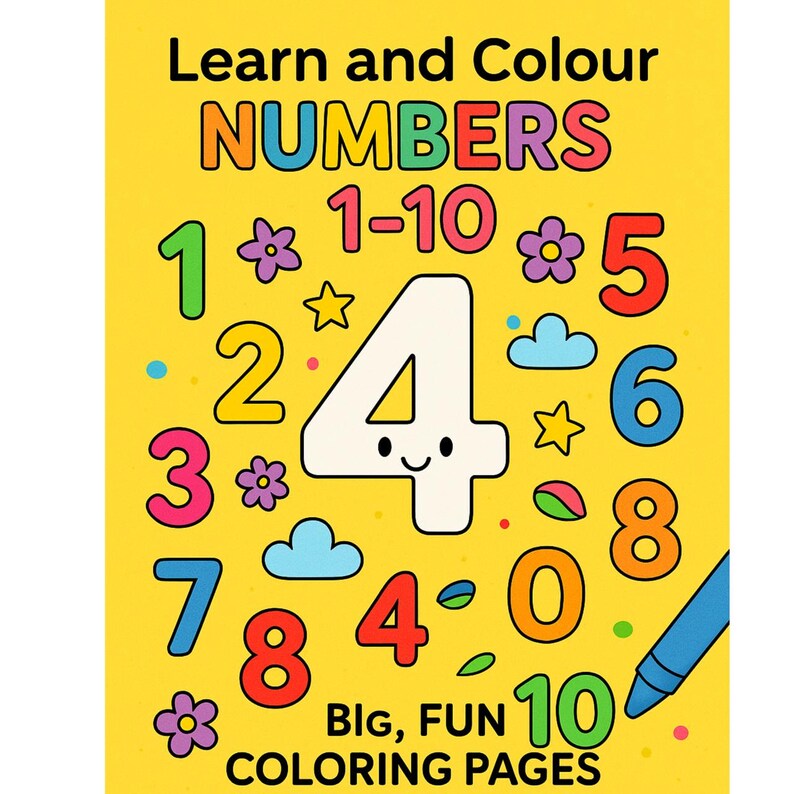 Learn and Color Numbers 1-10 -fun Educational Coloring Book for Kids ...