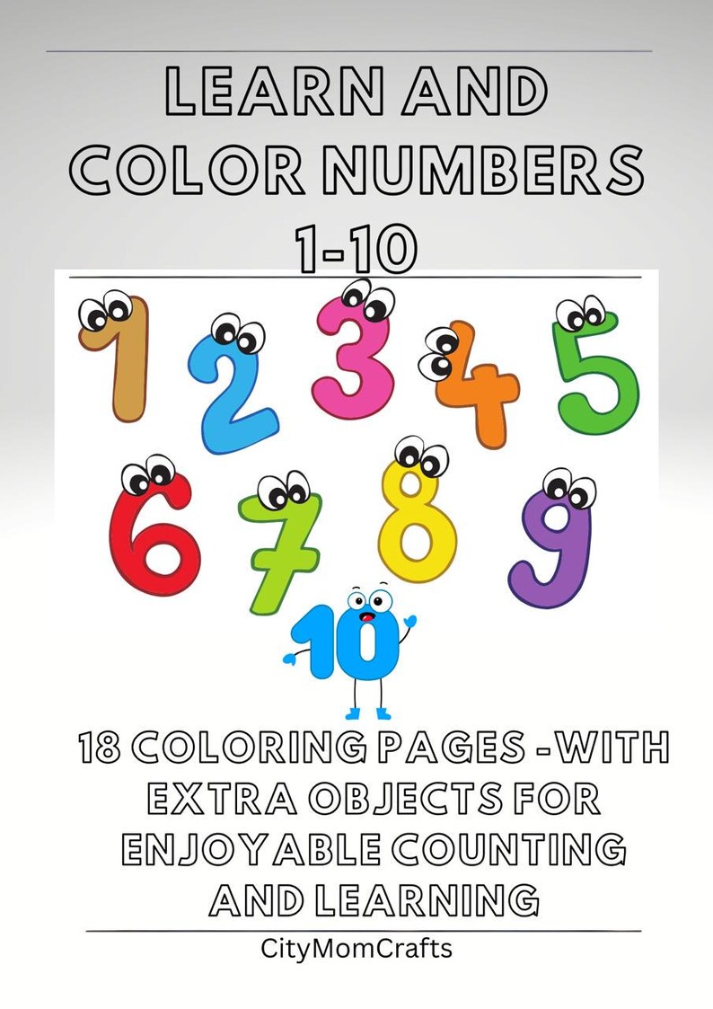 Learn and Color Numbers 1-10 -fun Educational Coloring Book for Kids ...