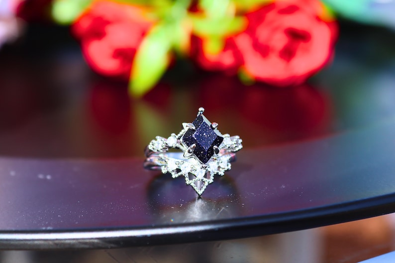 ACOTAR Ring - Acotar Inspired Velaris Ring Set, Silver Blue Sandstone ...