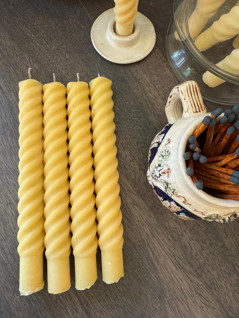 Beeswax Twist Taper Pair Candles - Hand Poured Texas Beeswax, Cotton ...