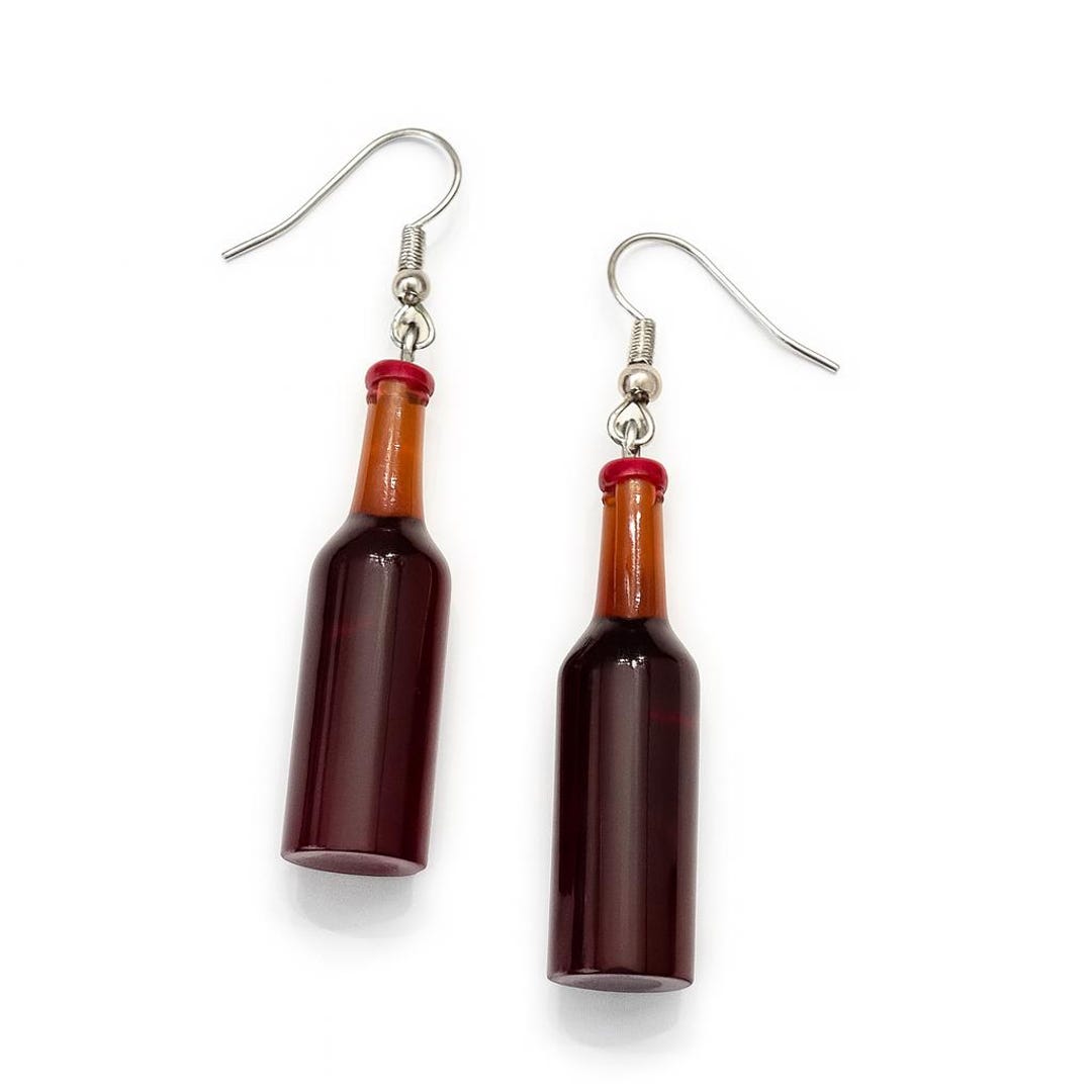 Beer Bottle Dangle Earrings | Funny Bar Jewelry Gift - Etsy