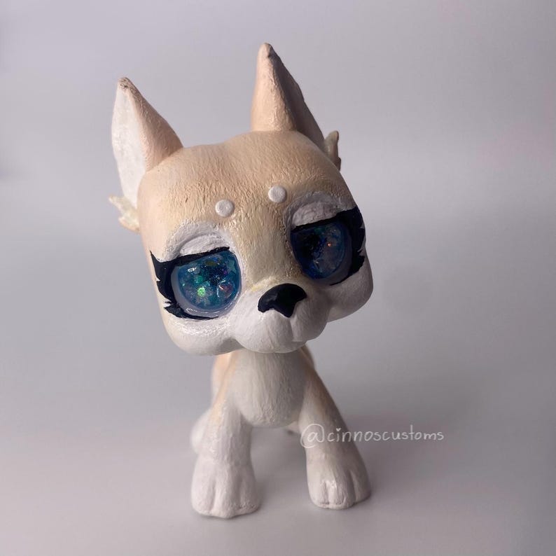 Littlest Pet Shop Custom Glass Eye OOAK || Tan/white Great Dane - Etsy