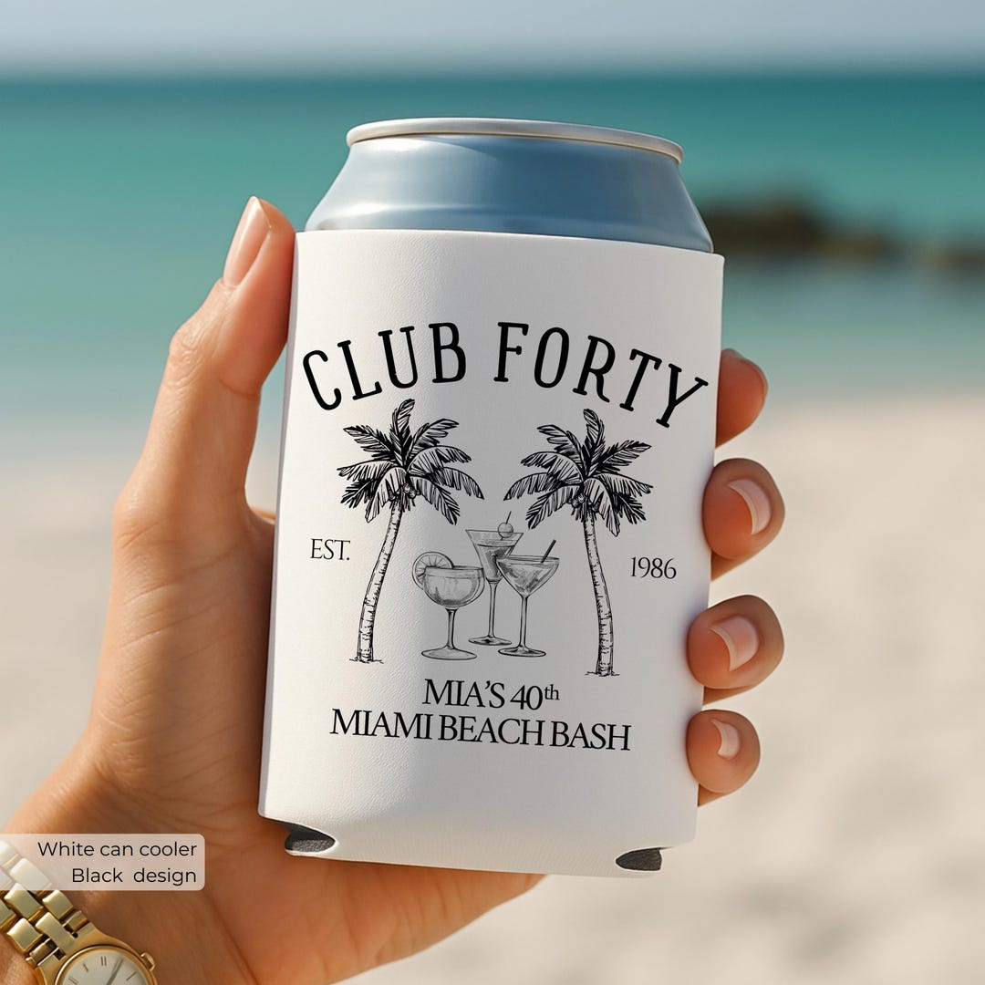 Club Forty Can Cooler, Club 40 Sleeve, Club 50 Favor, Personalized ...