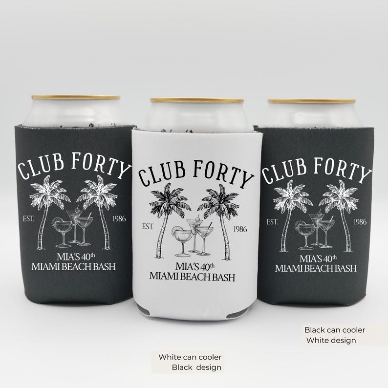 Club Forty Can Cooler, Club 40 Sleeve, Club 50 Favor, Personalized ...