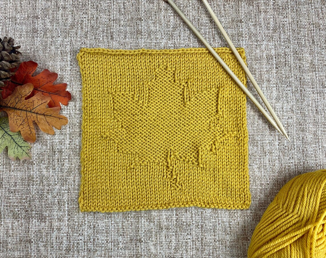 Digital Knitting Pattern for a Fall Maple Leaf Knit Square - Etsy