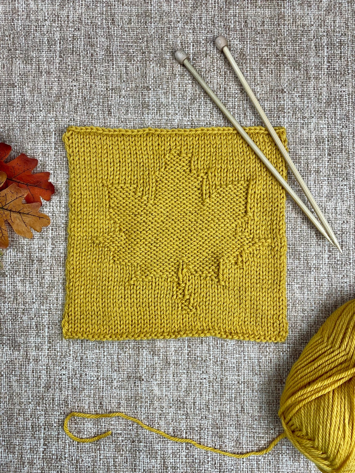 Digital Knitting Pattern for a Fall Maple Leaf Knit Square - Etsy