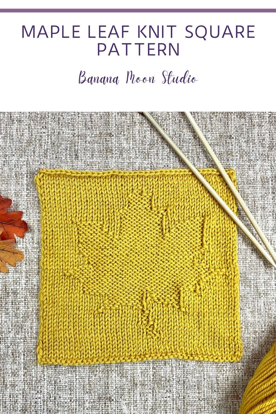 Digital Knitting Pattern for a Fall Maple Leaf Knit Square - Etsy