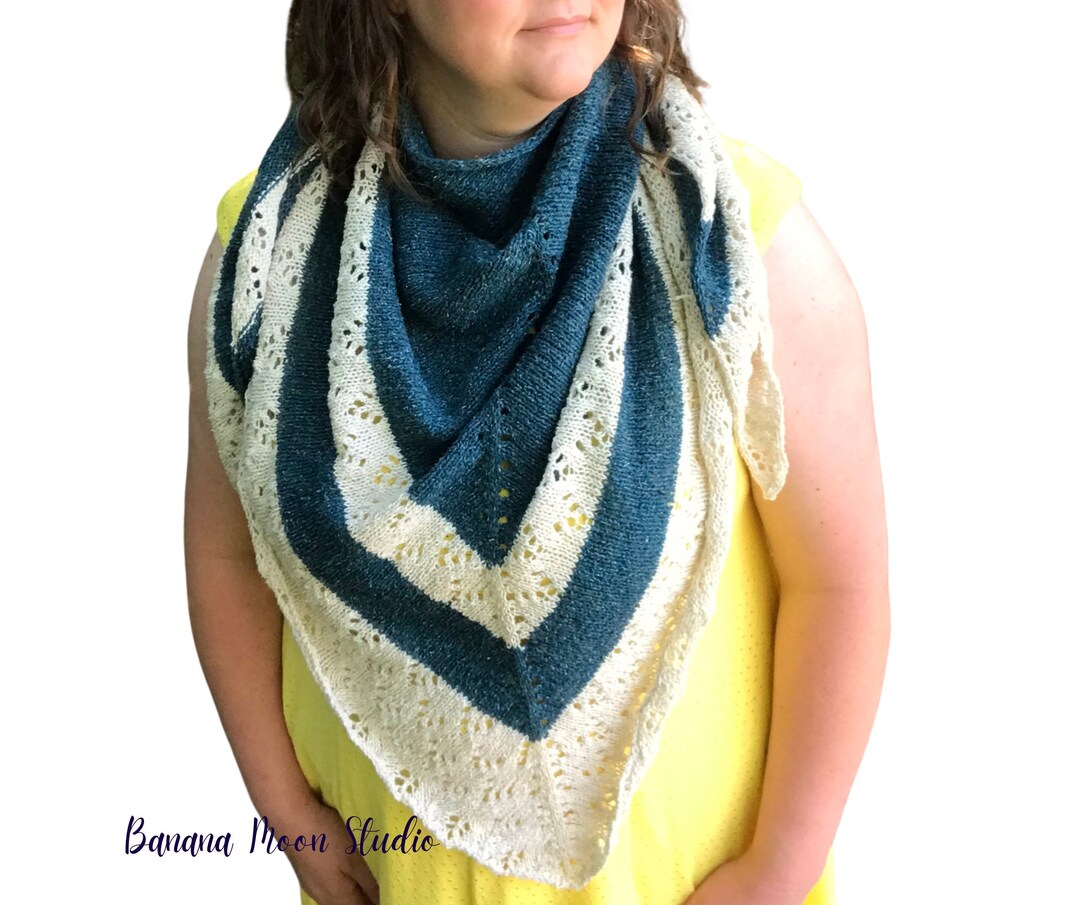 Digital Knitting Pattern for a Women's Knit Shawl With Eyelet Lace - Etsy