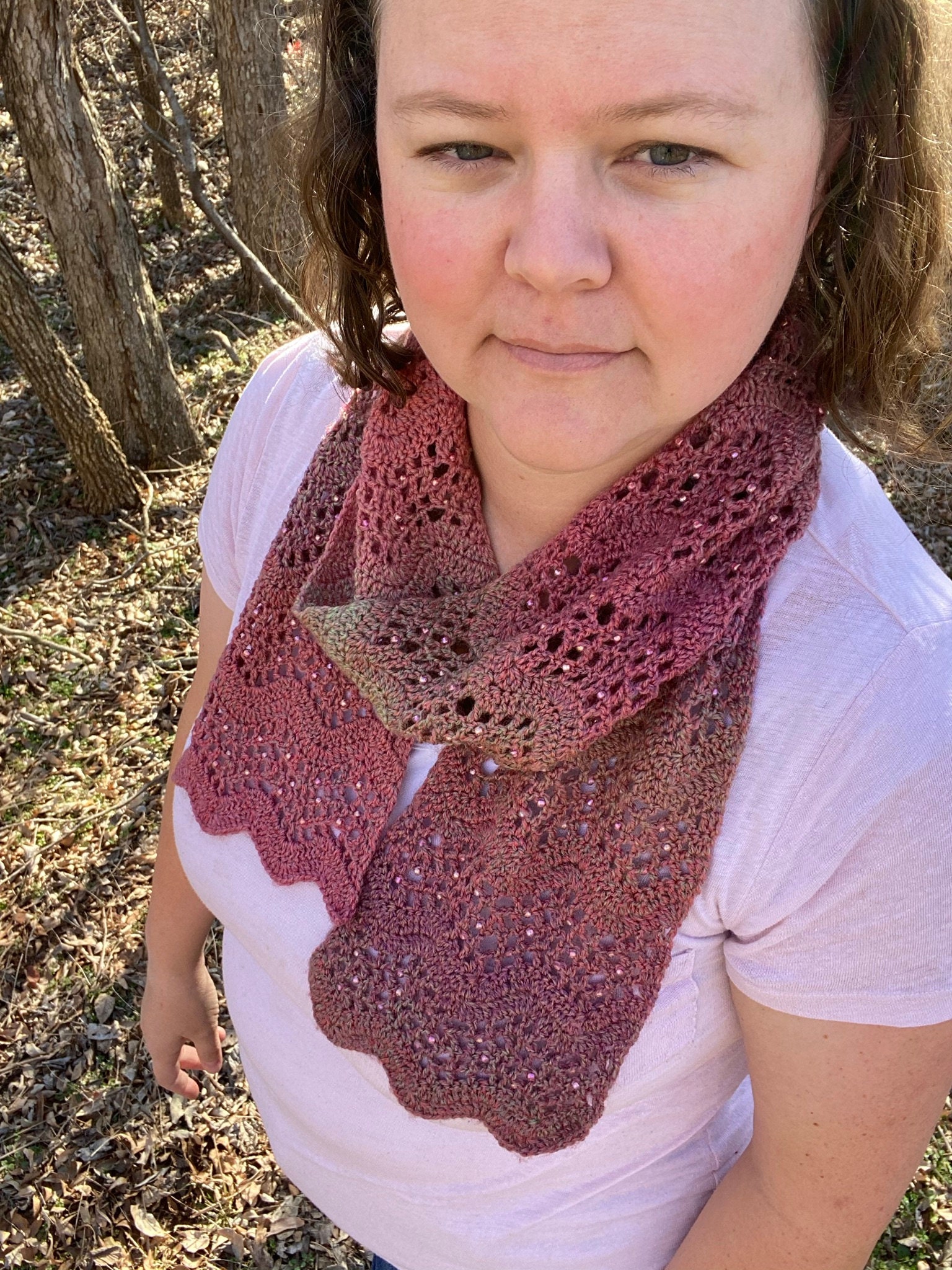 Digital Crochet Pattern for a Beaded Lace Women's Scarf - Etsy