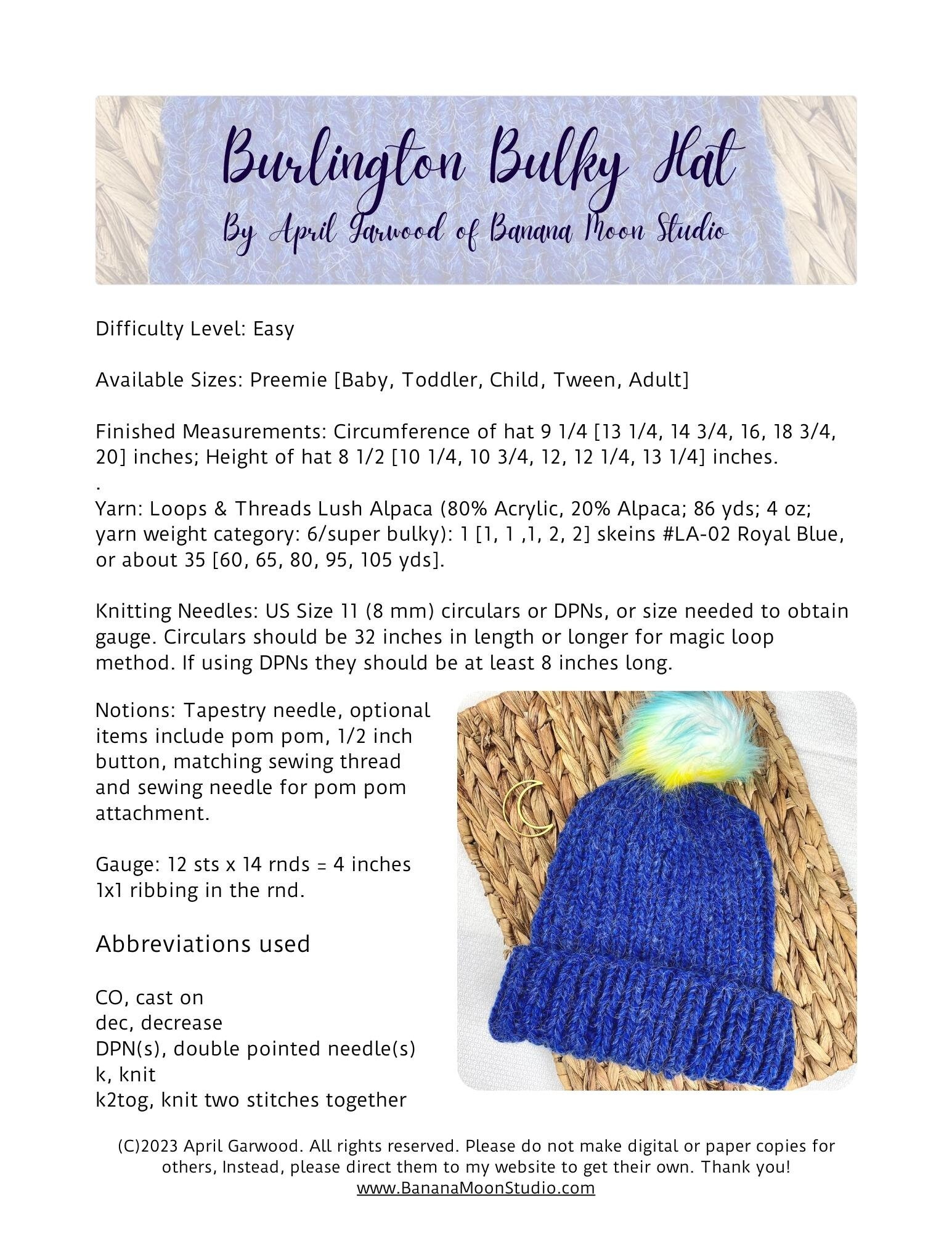 Digital Knitting Pattern for an Easy, Basic Ribbed Beanie in 6 Sizes - Etsy