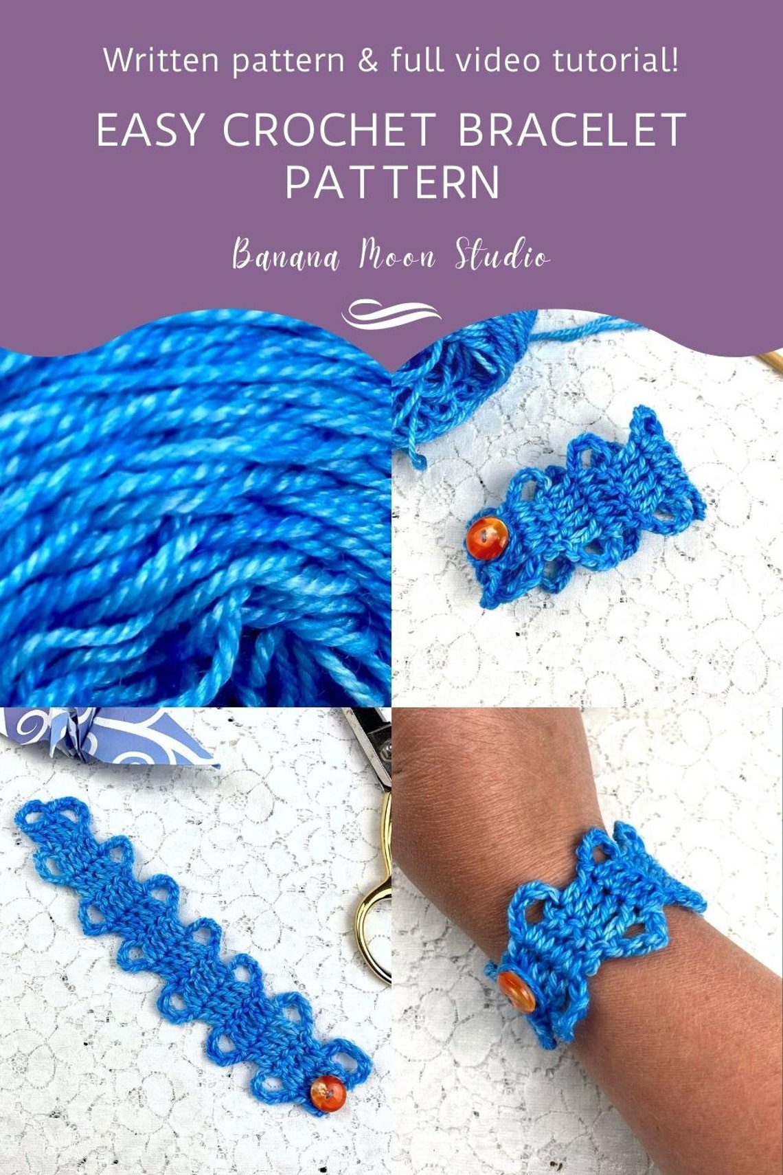 Digital Crochet Pattern for an Easy Crochet Cuff Bracelet - Etsy