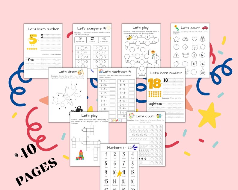 Preschool Kindergarten Number Workbook | 35 Printable Pages | Trace ...