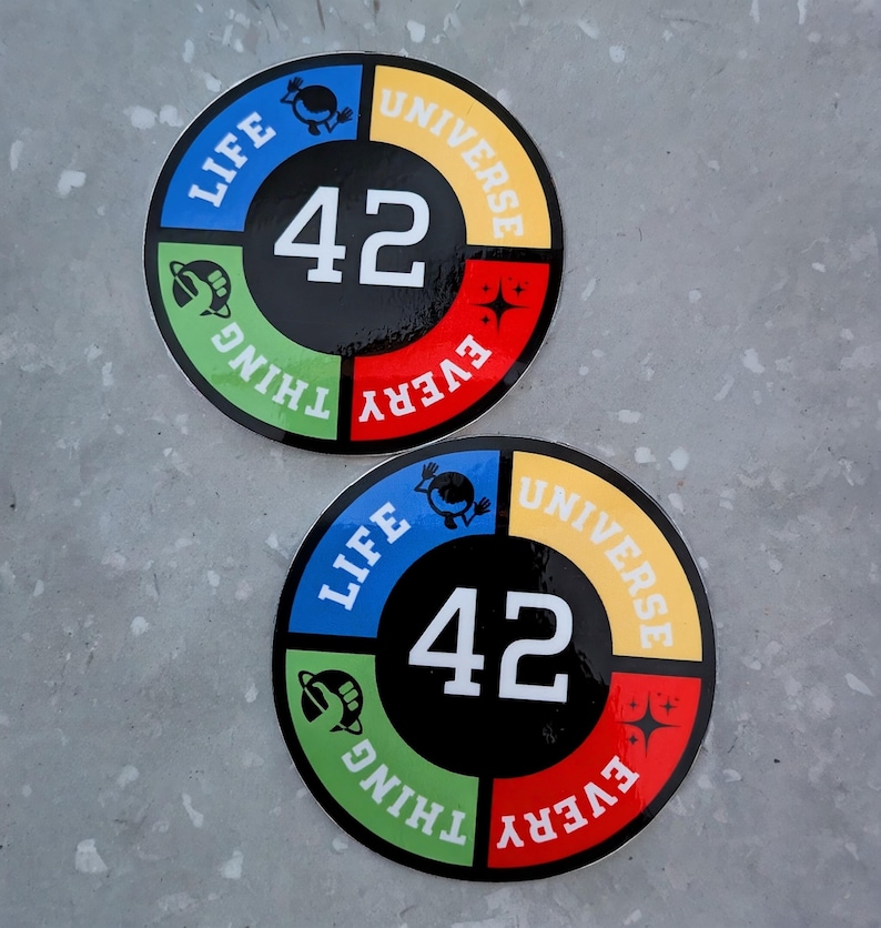 Life, Universe, Everything Sticker 2 Pack - Inspired by Hitchhiker's ...