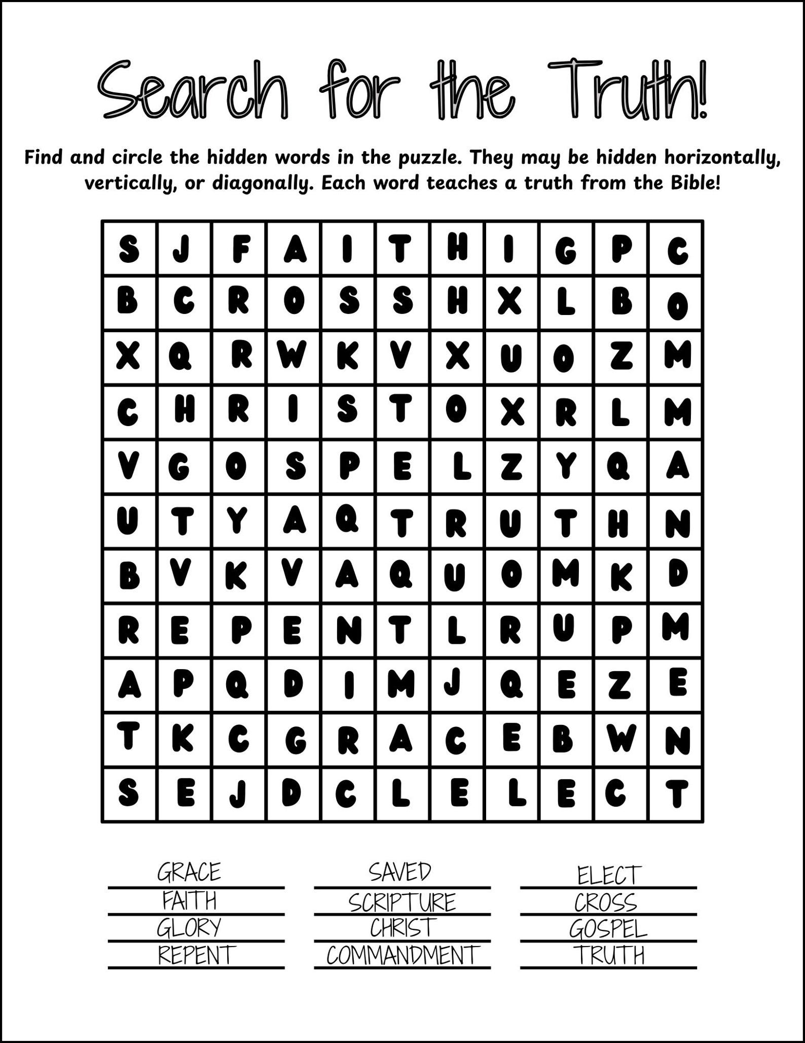 Crossword Search of Biblical Truths! - Etsy