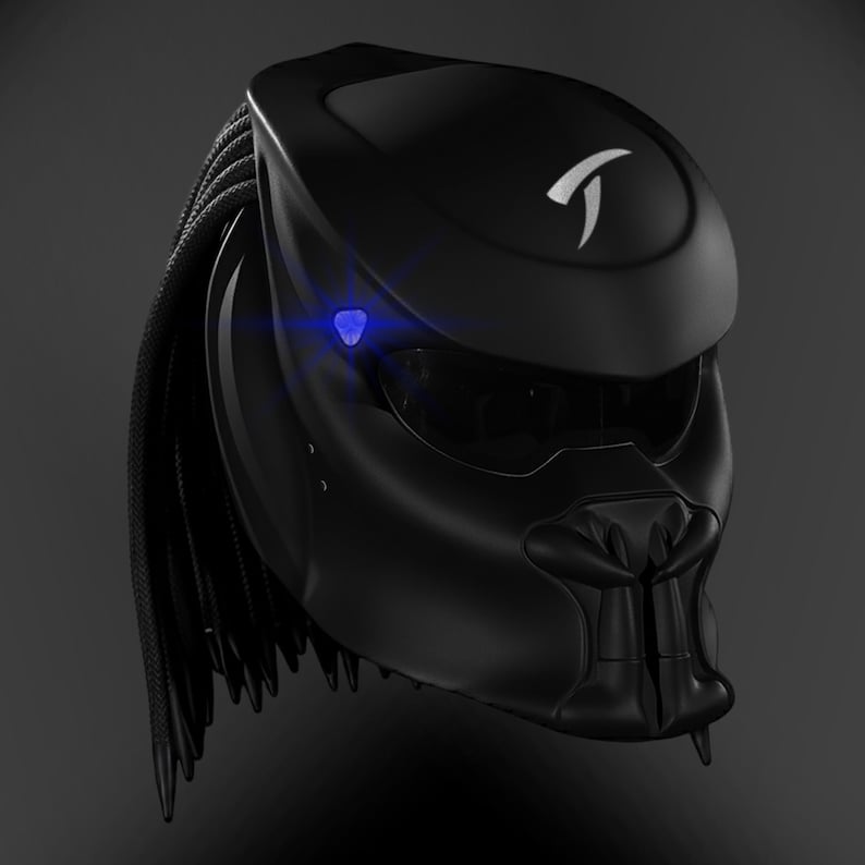 Gray Symbol Predator Motorcycle Helmet Black Basic Fang Matte Painted ...