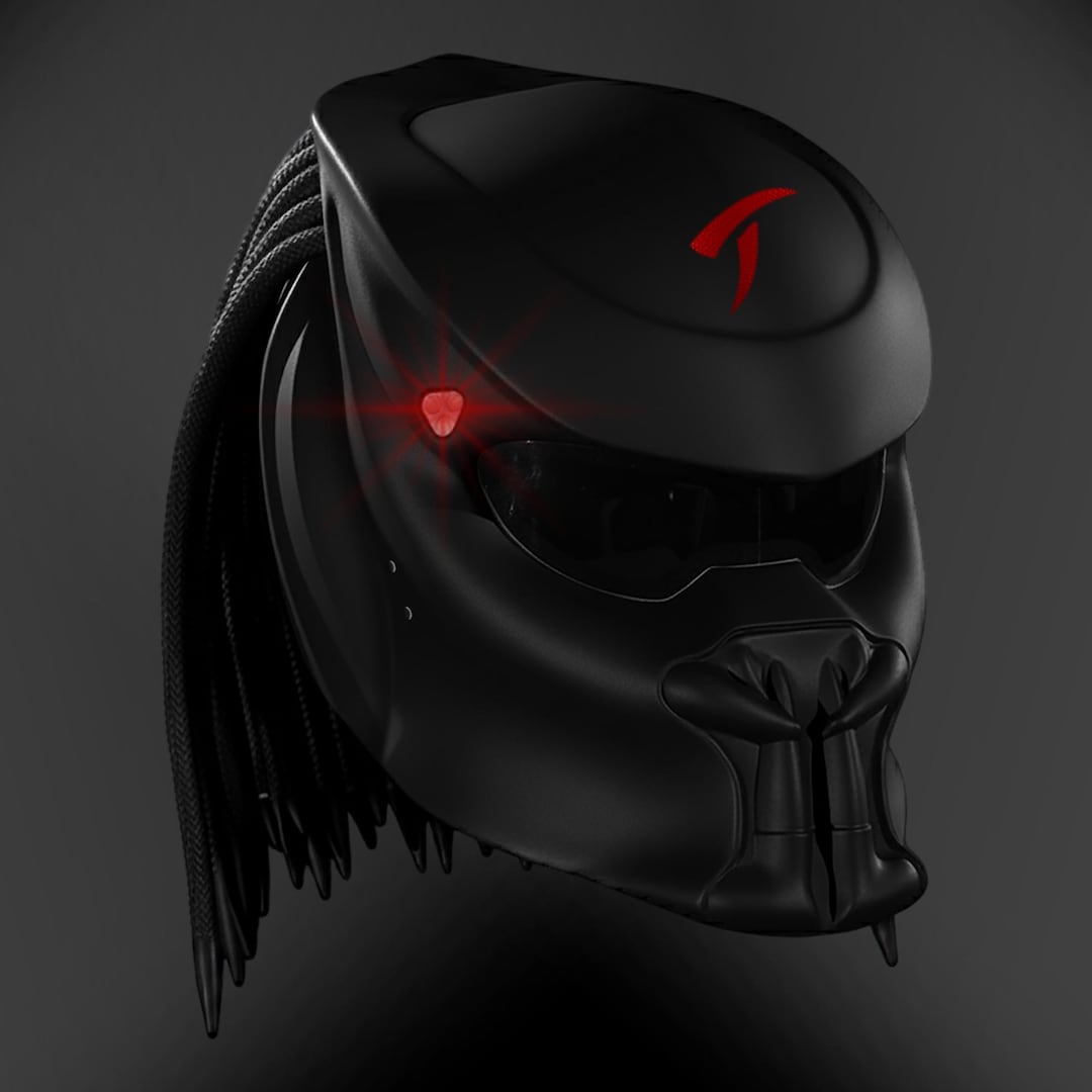 Predator Fang Motorcycle Helmet Red Symbol Custom Airbrush Art DOT ECE ...