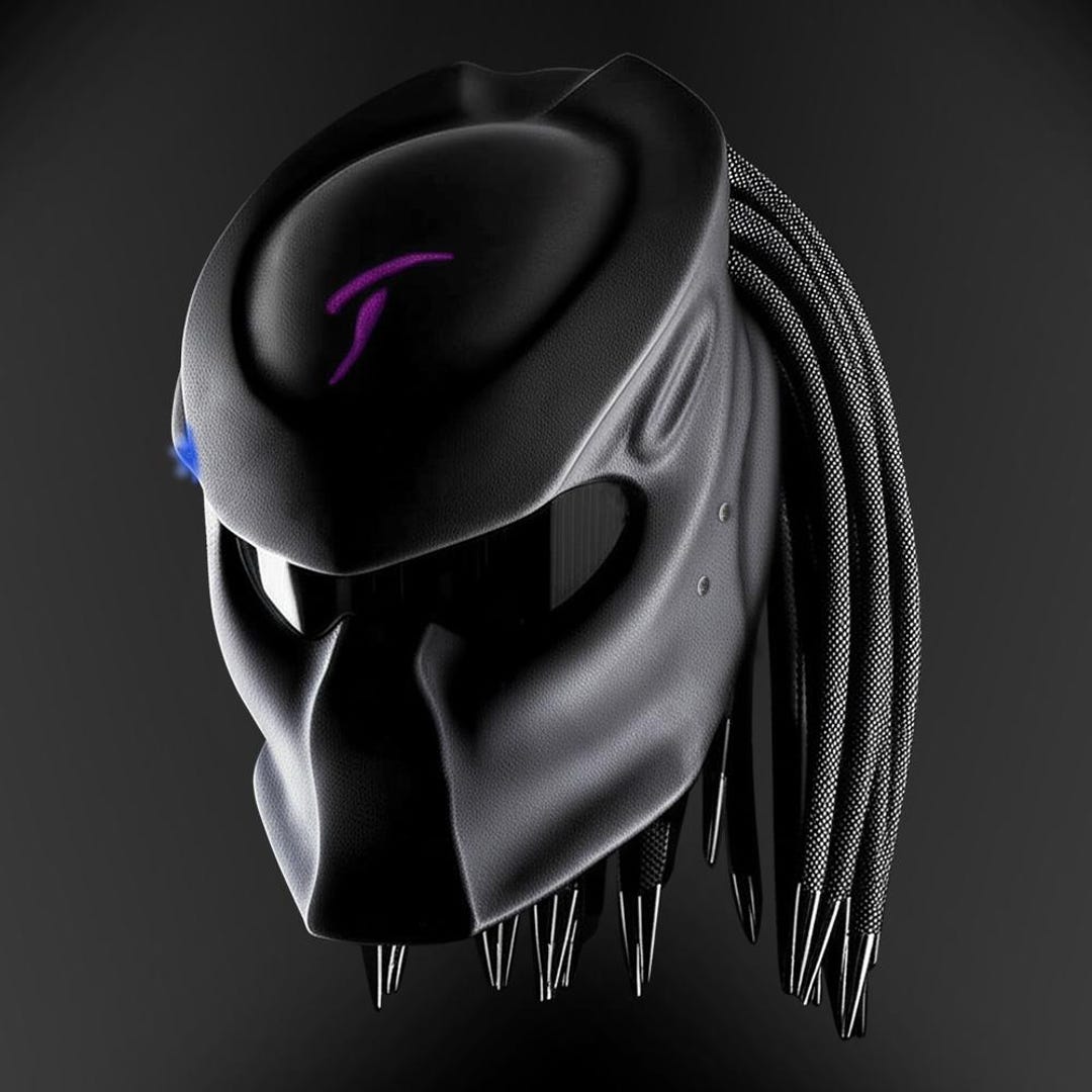 Purple Logo Predator Motorcycle Fangless Helmet Custom Airbrushed, LED ...