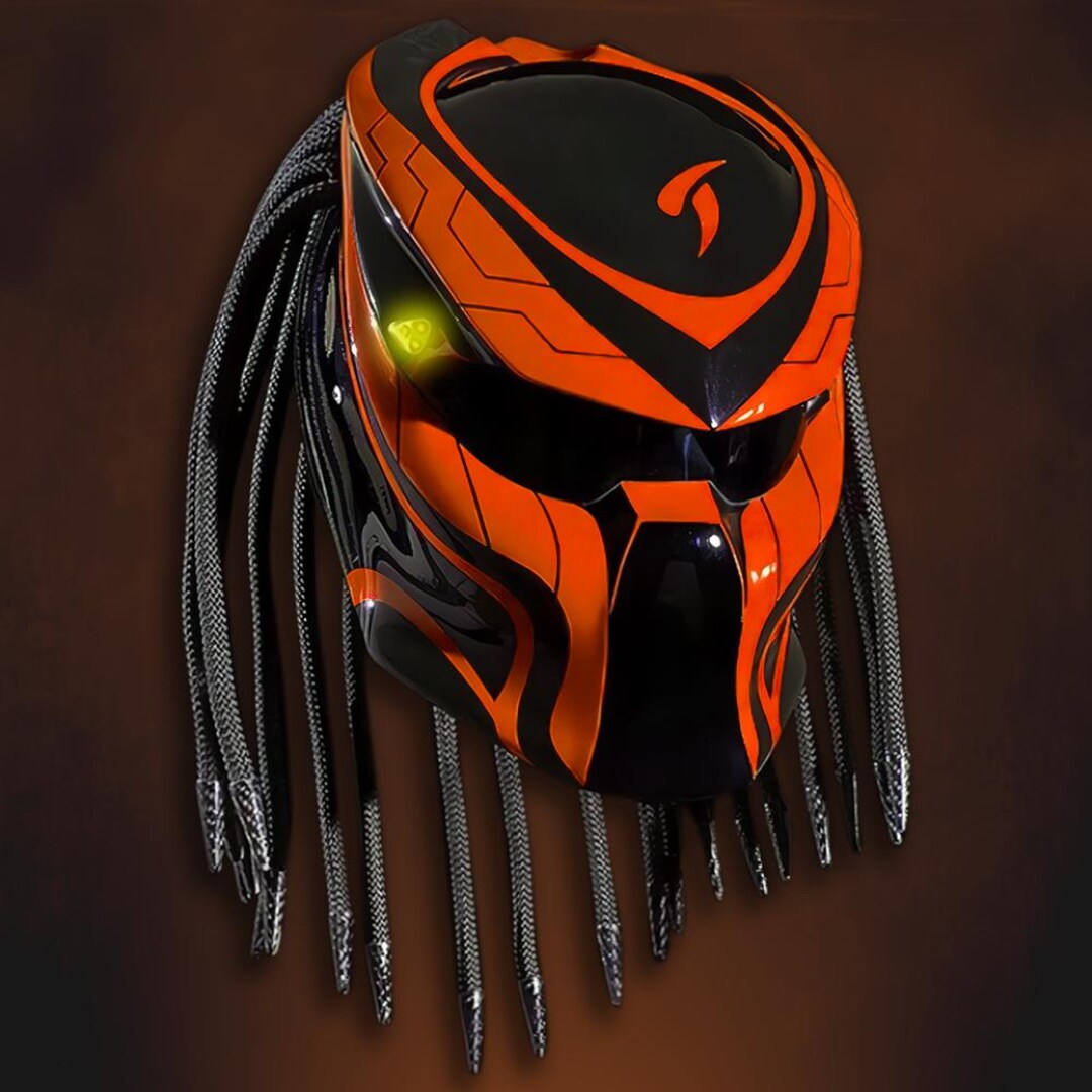 Handmade Orange Lava Predator Motorcycle Helmet: DOT & ECE Certified ...