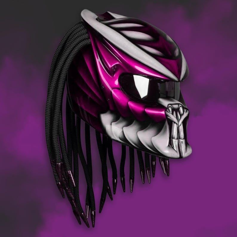 Pink Predator Helmet LED Chrome Custom Airbrushed Full Face Motorcycle ...