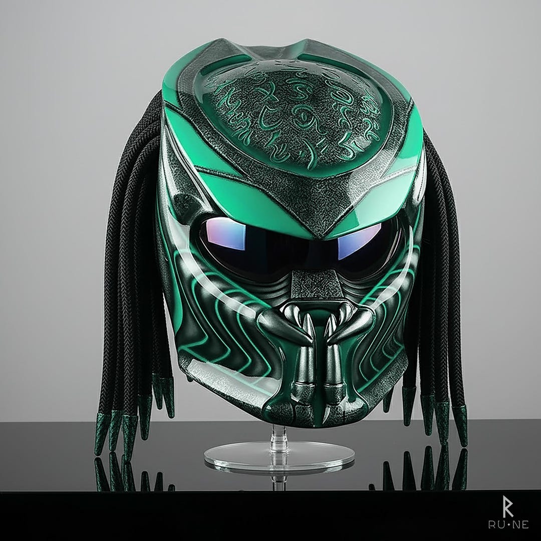 Airbrush Helmet Art Predator Fiber Resin Motorcycle Helmet With LED ...