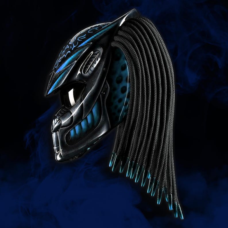 Sky Blue Custom Predator Motorcycle Helmet NHK Safety Shell Hand ...