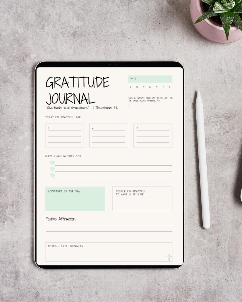 Christian Gratitude Journal Printable | Daily Bible Reflection & Prayer ...