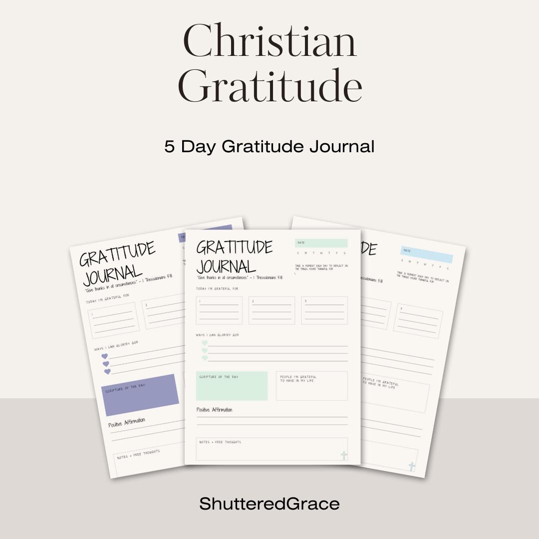 Christian Gratitude Journal Printable | Daily Bible Reflection & Prayer ...