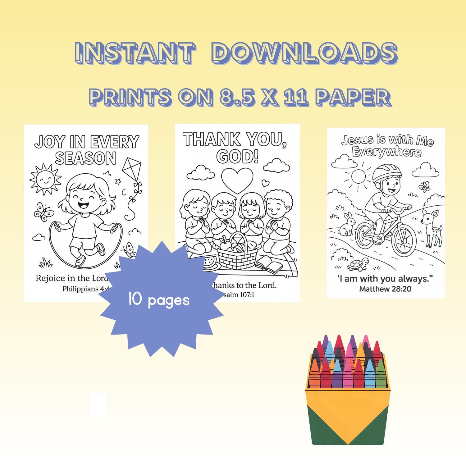 10 Summer Themed Sunday School Coloring Pages| Christian Bible Verse ...
