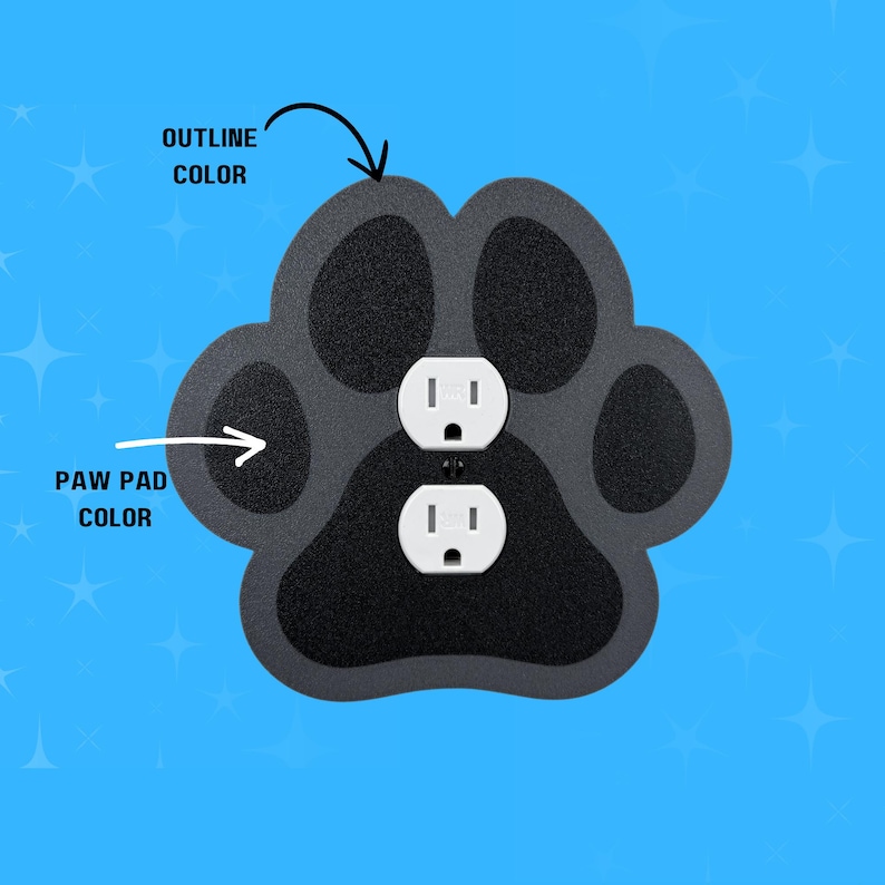 Dog Paw Duplex Outlet Cover Plate | Dog Lover Decor | Puppy Wall Art ...