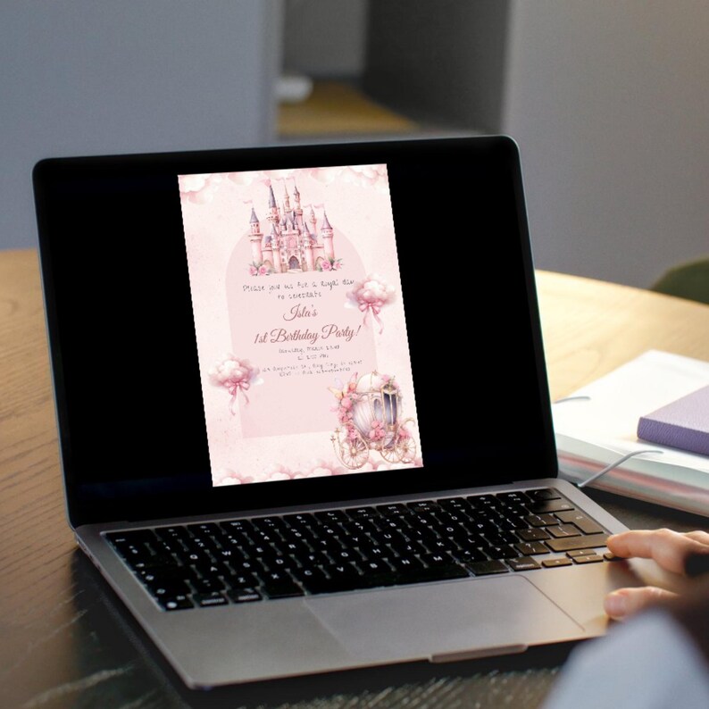 Editable Princess Birthday Invitation, Pink Castle 1st Birthday Party ...